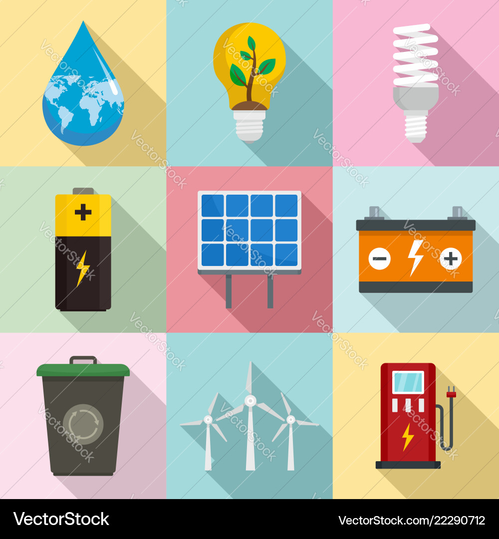 Energy Saving Icon Set Royalty Free Vector Image