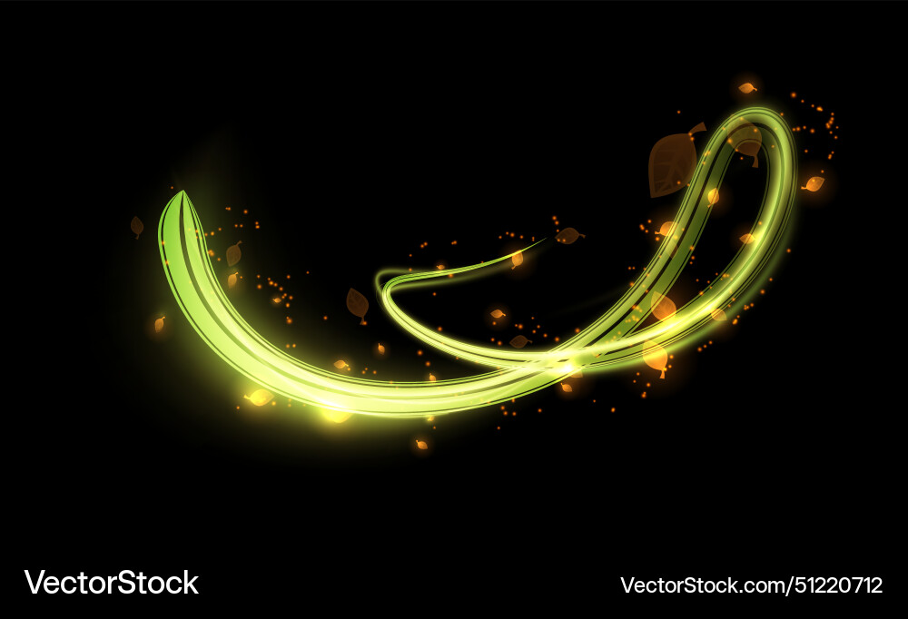 Green magic swirl with sparkles Royalty Free Vector Image
