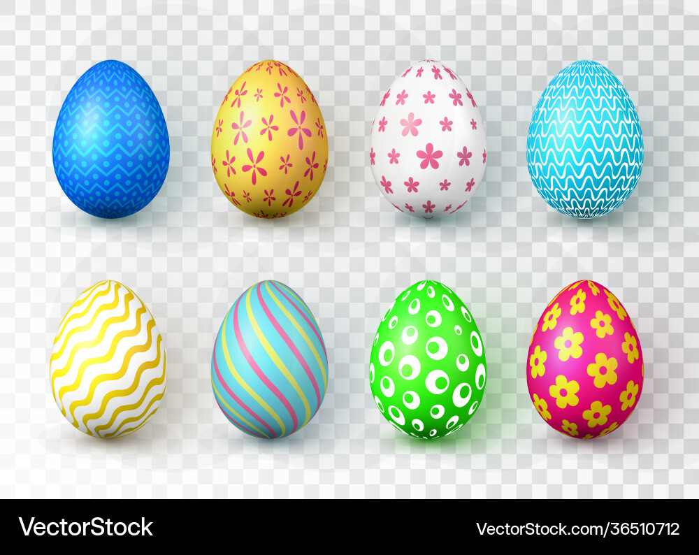 Happy easter color eggs on transparent Royalty Free Vector