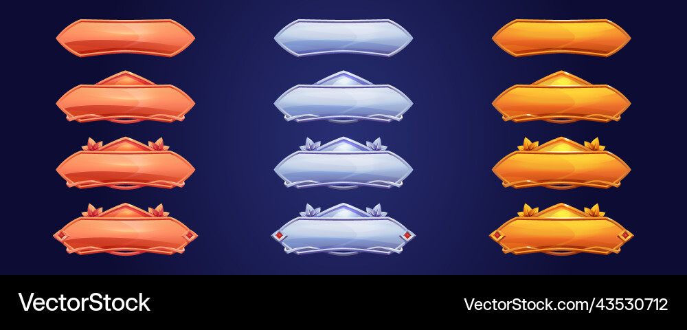 Medieval game menu frames ui elements buttons Vector Image