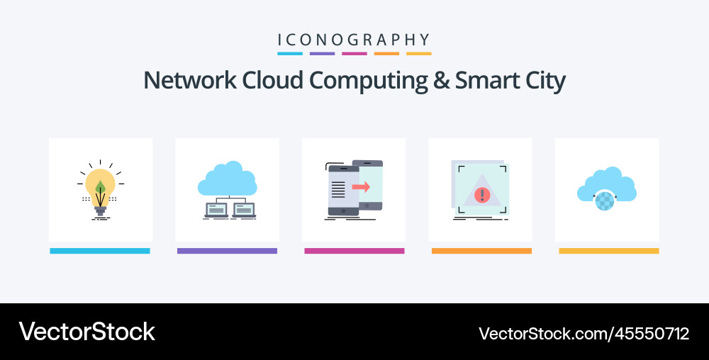 Network cloud computing and smart city flat 5 Vector Image