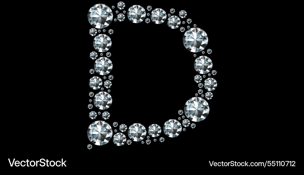 Silver rhinestone diamonds alphabet letter d Vector Image