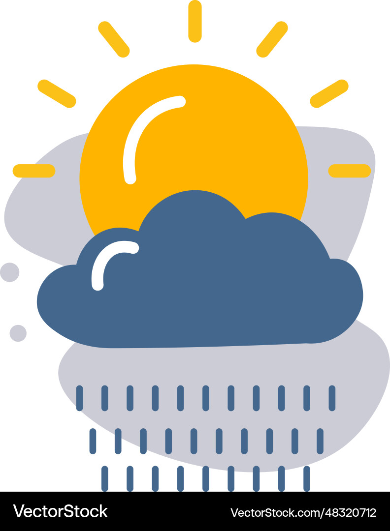 Sun hiding behind clouds weather forecast icon Vector Image