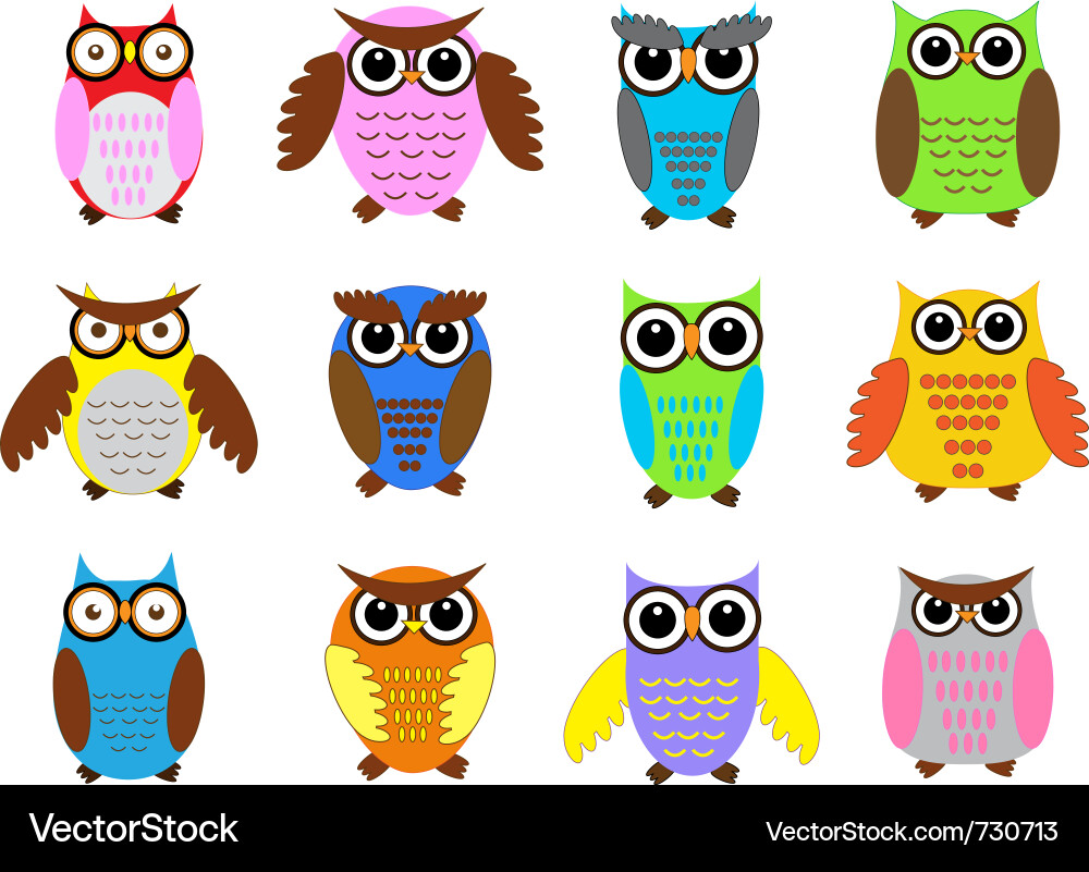 Color owls Royalty Free Vector Image - VectorStock