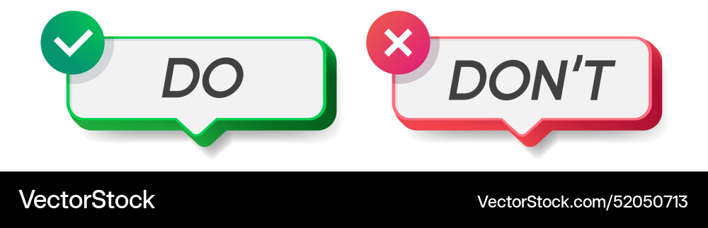 Do and dont sticker 3d style Royalty Free Vector Image