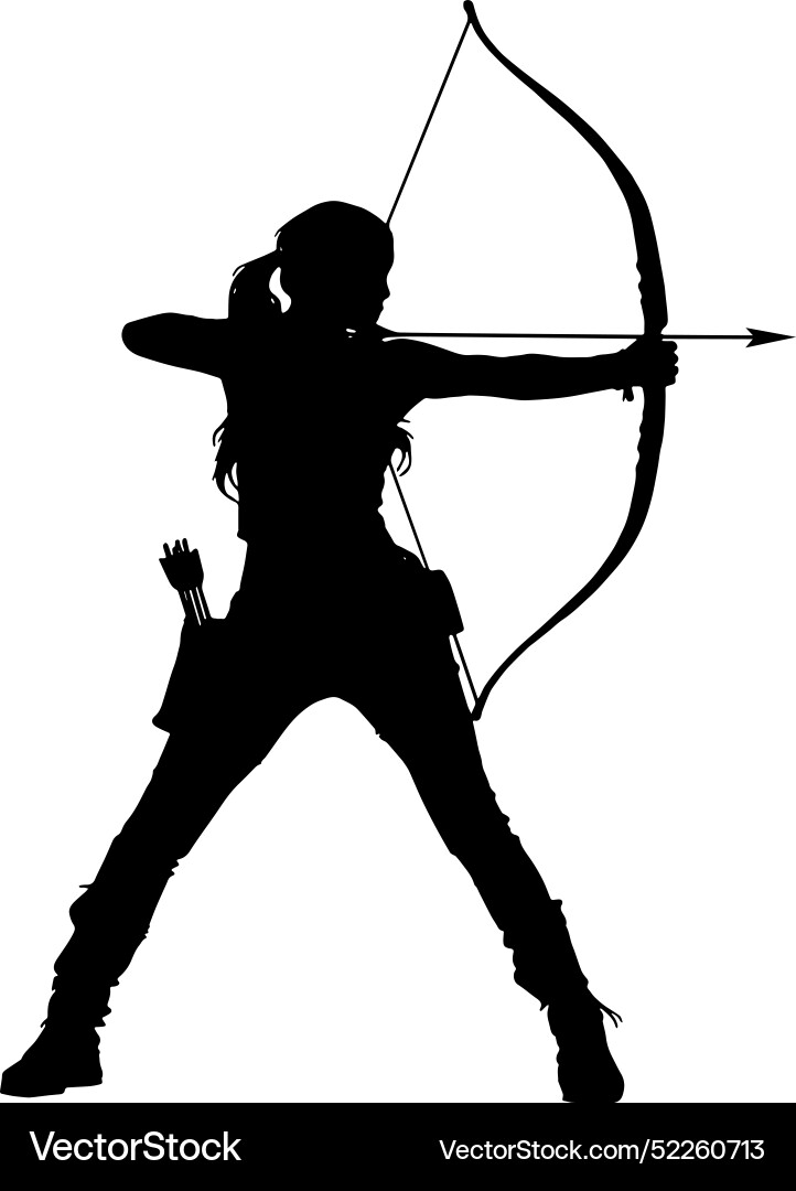 Female archer silhouette Royalty Free Vector Image