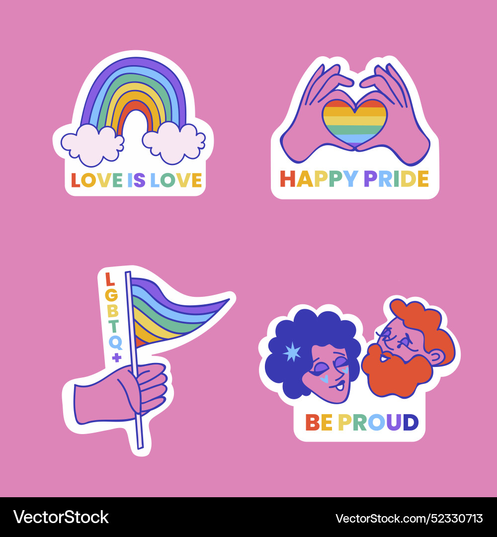 Hand drawn pride month labels collection Vector Image