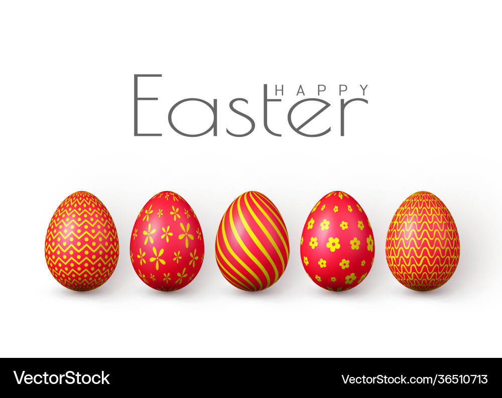 Happy easter color eggs on white background Vector Image