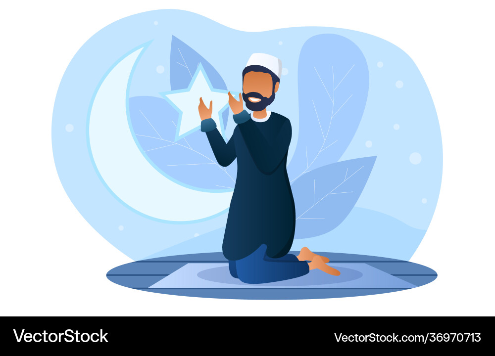 Human does traditional religious ritual on carpet Vector Image