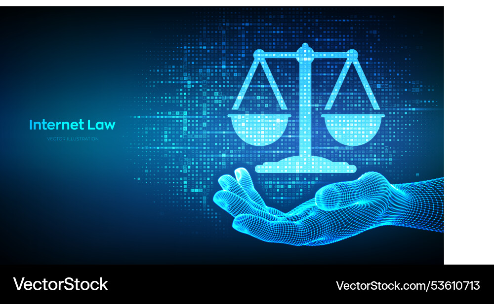 Internet law icon made with binary code in hand Vector Image