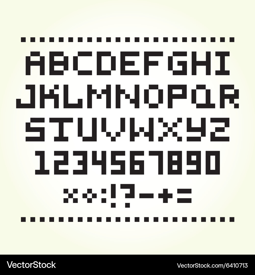 Pixel art style font isolated Royalty Free Vector Image
