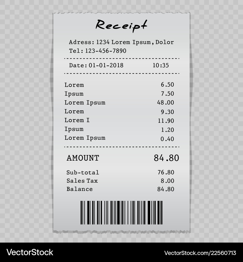 Receipt template Royalty Free Vector Image - VectorStock