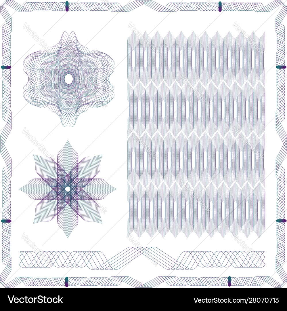 Set watermarks and borders guilloche pattern Vector Image