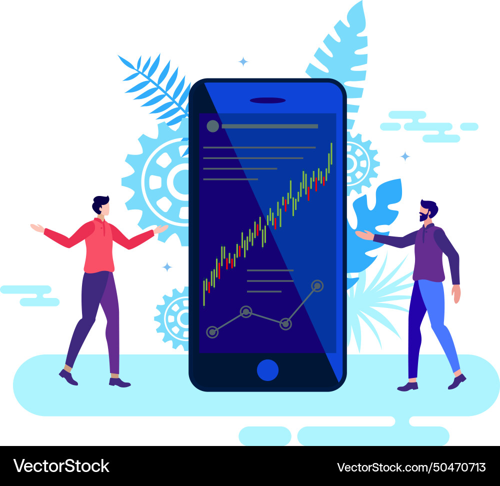 Team analysis on stock market with application Vector Image