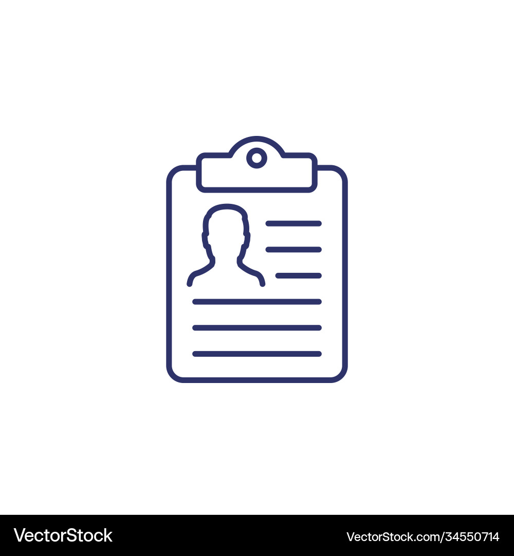 Dossier profile icon line Royalty Free Vector Image