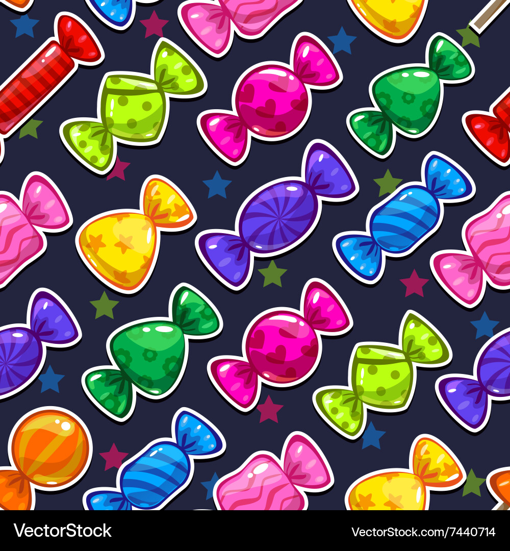 Funny seamless pattern with colorful candies Vector Image