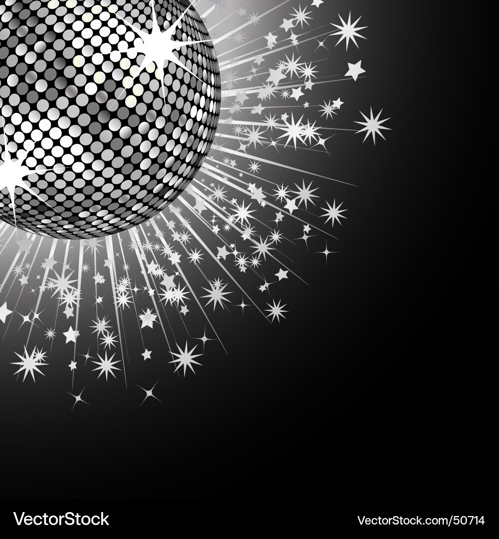 Gold disco ball and stars Royalty Free Vector Image