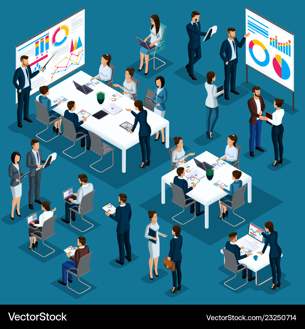 Isometric concept of training staff 3d people Vector Image