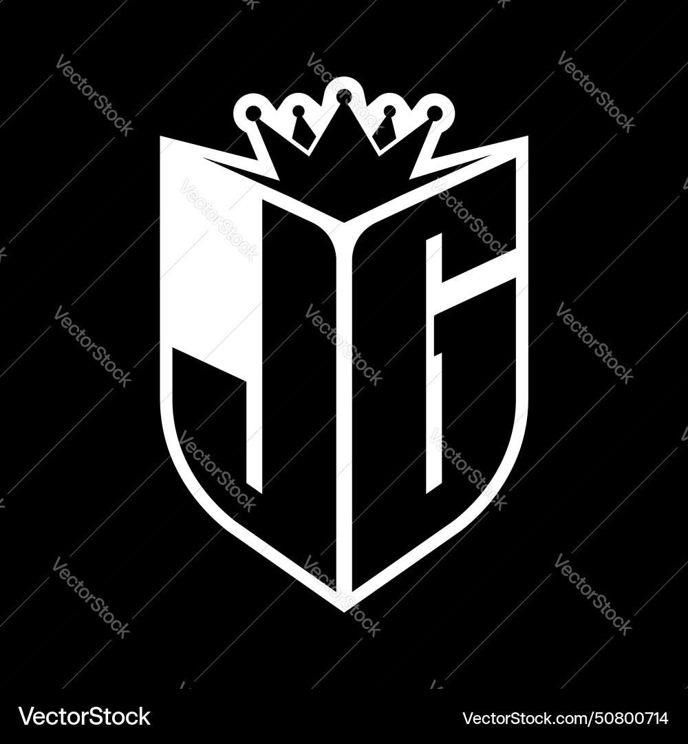 Jg letter bold monogram with shield shape Vector Image