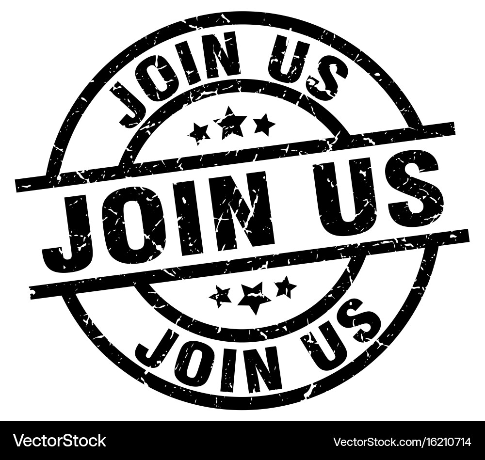Join us round grunge black stamp Royalty Free Vector Image