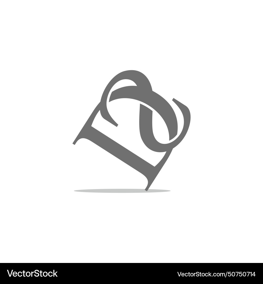 Letter dn 3d flat curves logo Royalty Free Vector Image