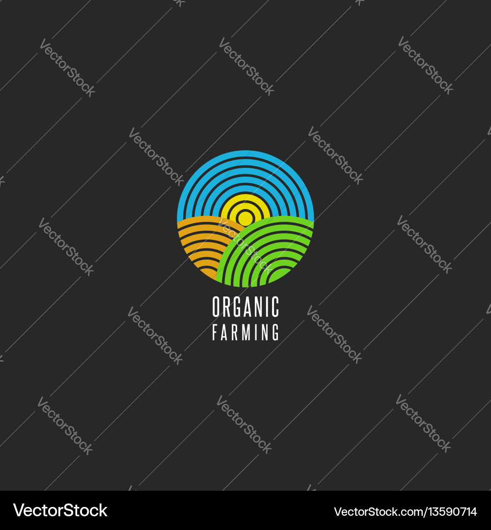 Organic Farm Round Logo Royalty Free Vector Image