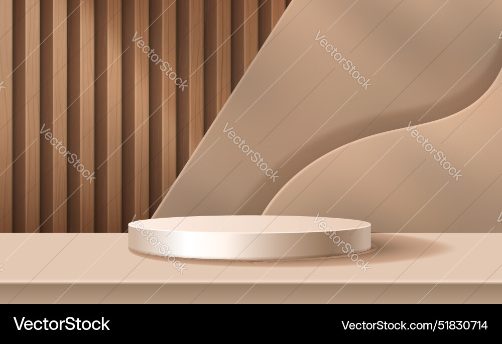 Product podium with wood and wave layers elements Vector Image