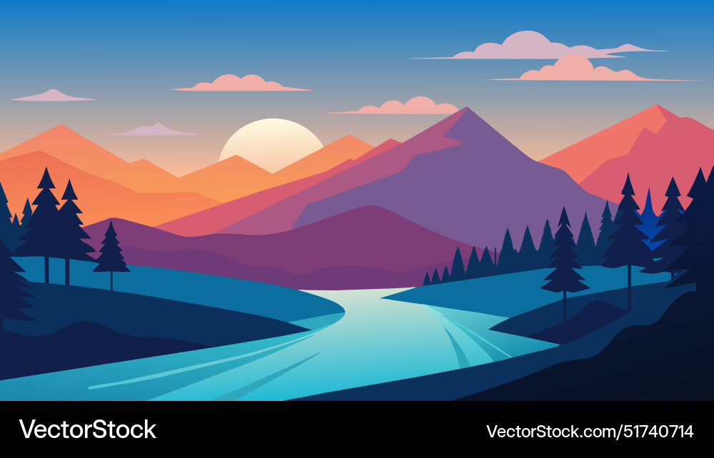 Frühling Landschaft flache Vaktor Lizenzfreies Vektorbild