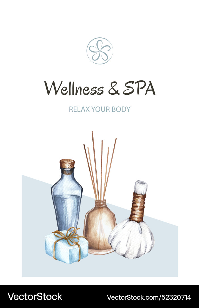 Watercolor spa business card template Royalty Free Vector
