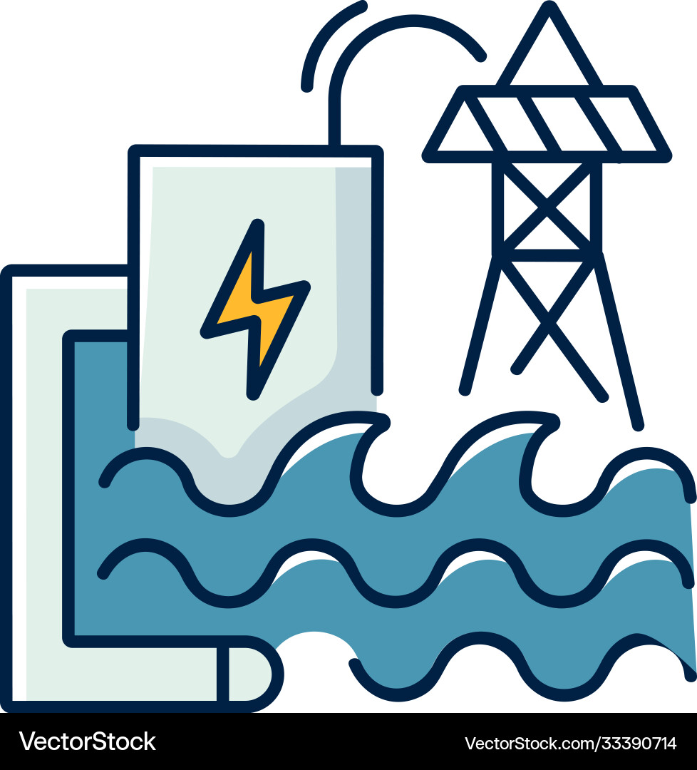Wave energy rgb color icon Royalty Free Vector Image