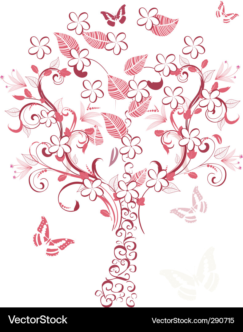 Cherry tree Royalty Free Vector Image - VectorStock