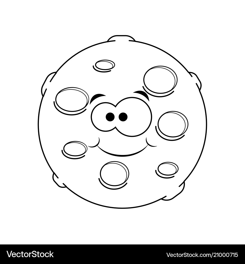 Colorless funny cartoon moon Royalty Free Vector Image