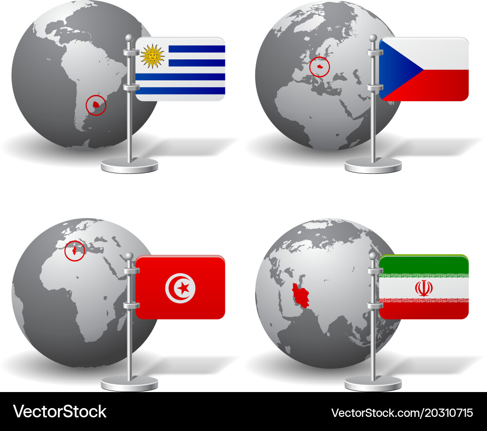 Earth Globes with Flags Royalty Free Vector Image