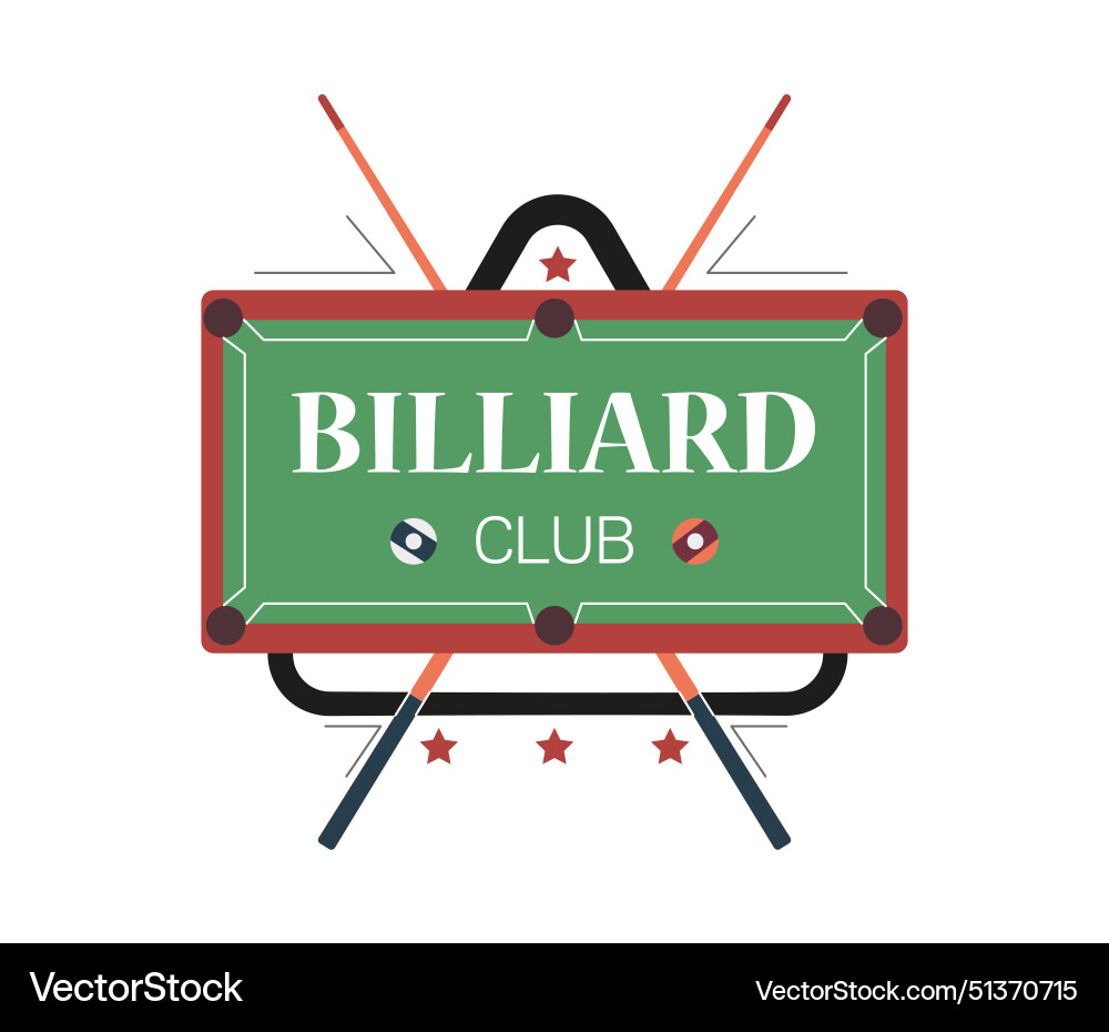 Flat cartoon pool table design with top view logo Vector Image