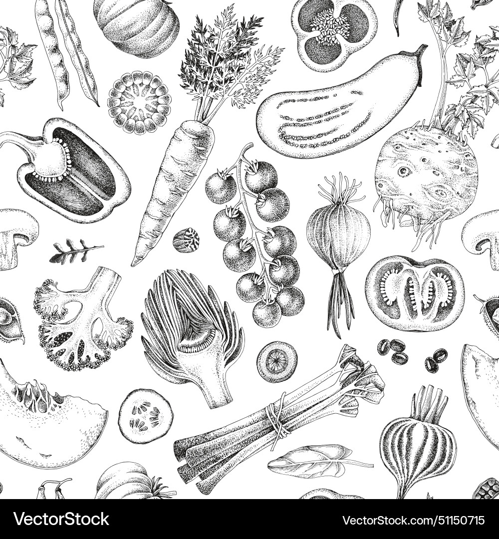 Fresh vegetables hand drawn collection Royalty Free Vector