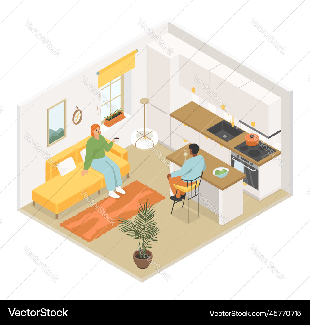 Friendly conversations in the kitchen Royalty Free Vector