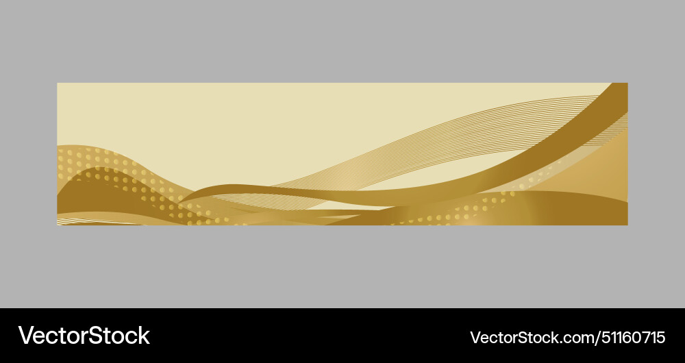 Gold abstract wavy dynamic horizontal banner and Vector Image