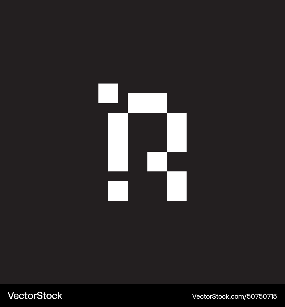 Letter r simple geometric pixels dots logo Vector Image