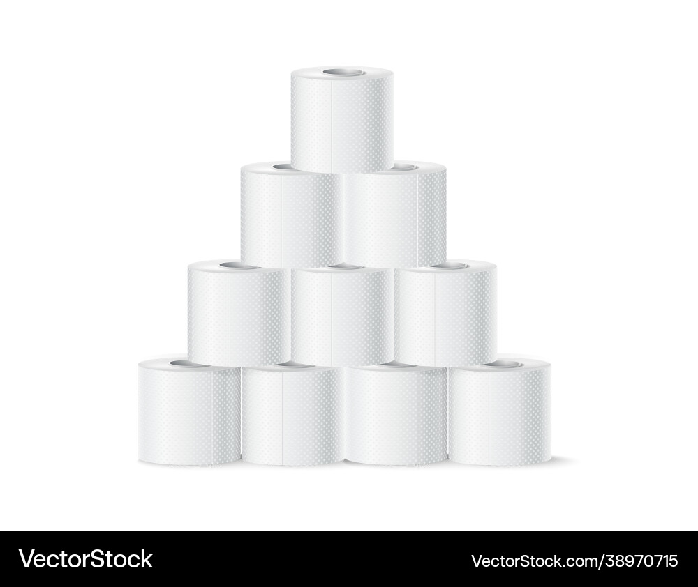 Realistic toilet paper roll pyramid white Vector Image