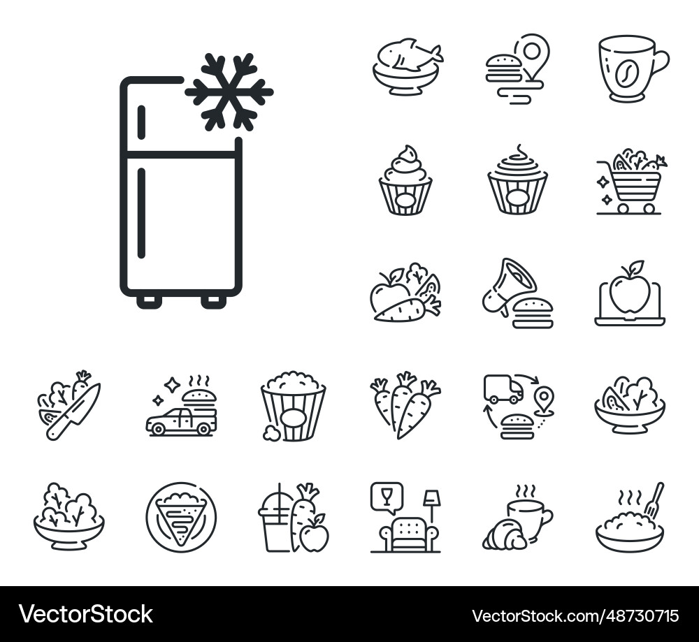 Single chamber refrigerator line icon fridge sign Vector Image