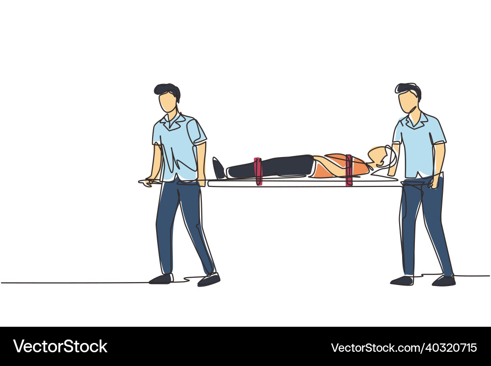 Single one line drawing ambulance emergency Vector Image