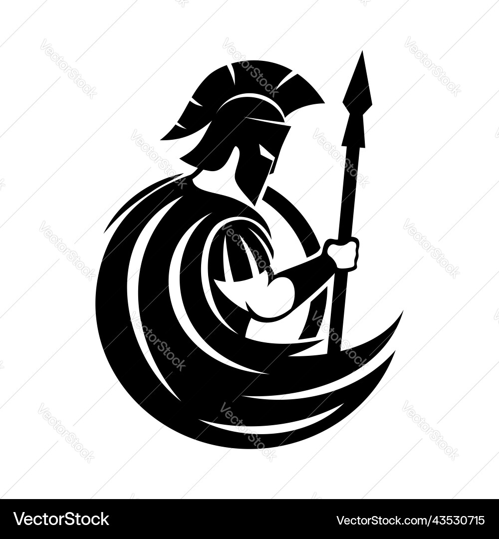 Spartan warrior with spear and shield Royalty Free Vector
