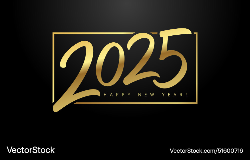 2025 gold luxury calligraphy logo for web slide Vector Image