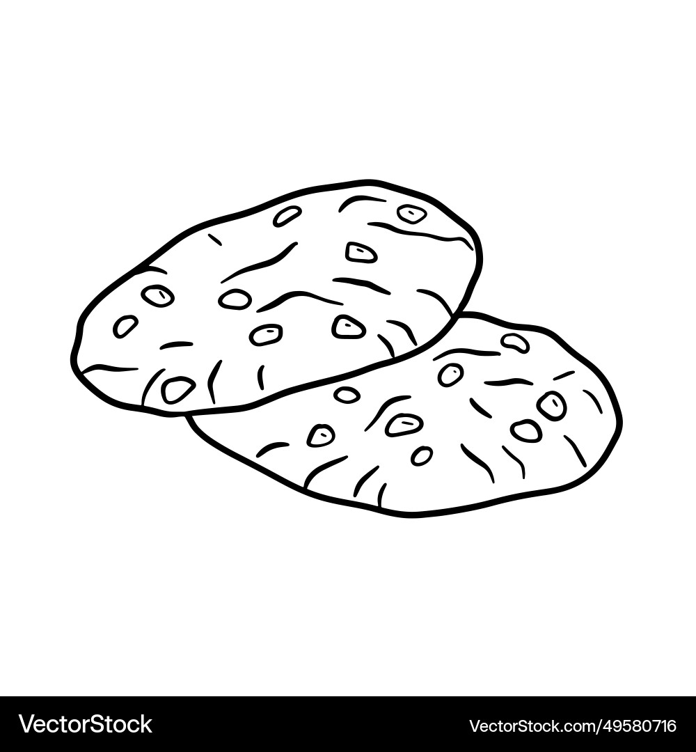 Chocolate chip cookies outline Royalty Free Vector Image