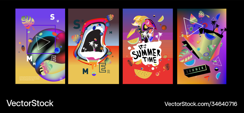 Colorful summer poster set tropical design Vector Image