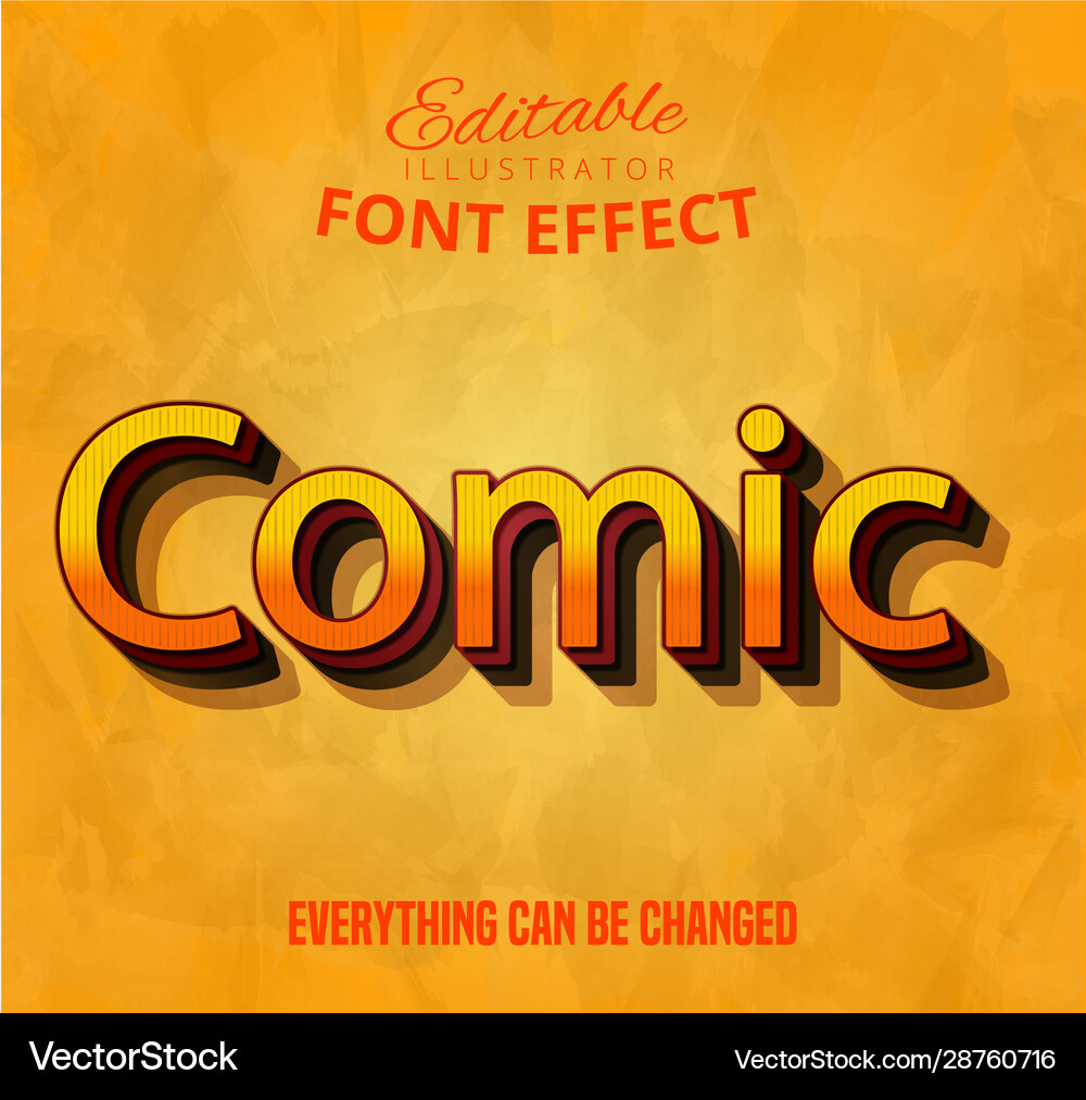 Comic text editable font effect Royalty Free Vector Image