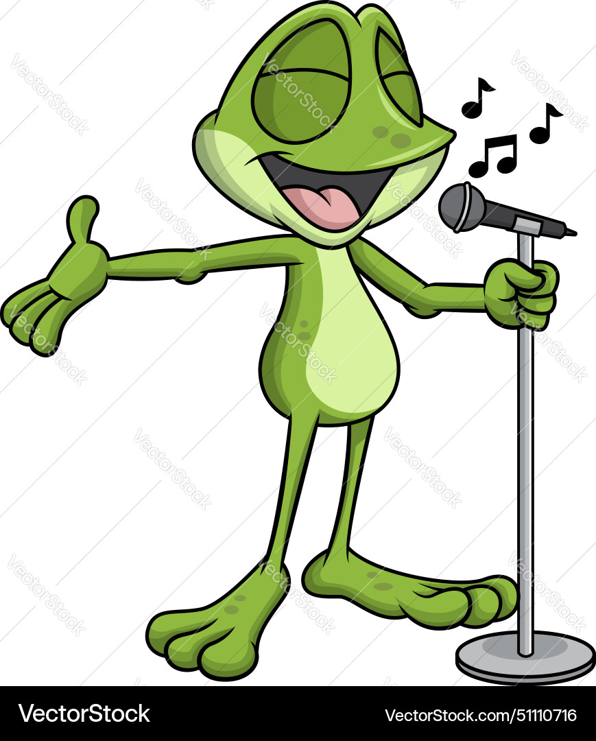 Frog mascot singing cartoon clip art Royalty Free Vector
