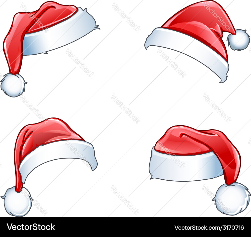 Glossy Santa Hats Set Royalty Free Vector Image