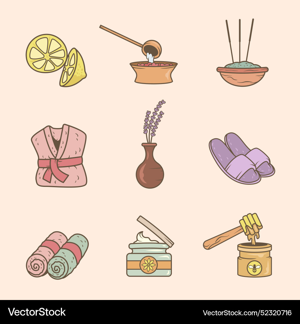 Hand drawn spa elements Royalty Free Vector Image