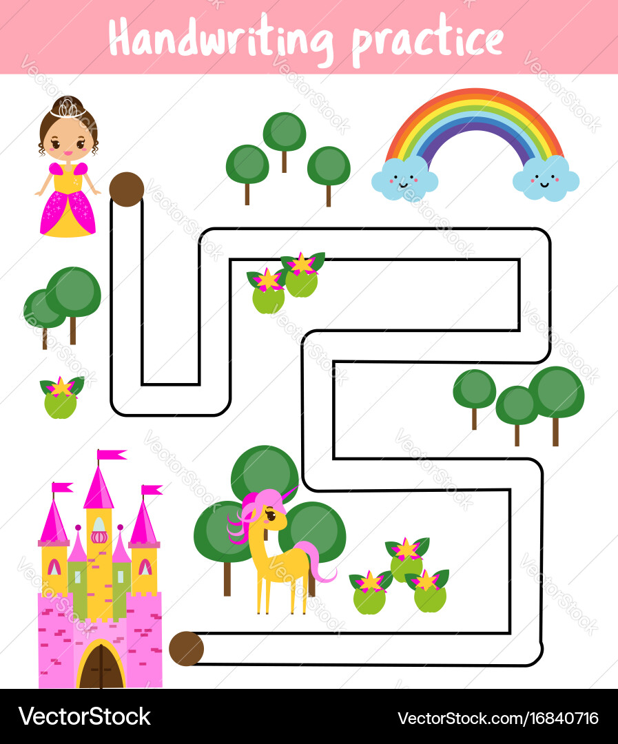 Handwriting practice sheet educational children Vector Image